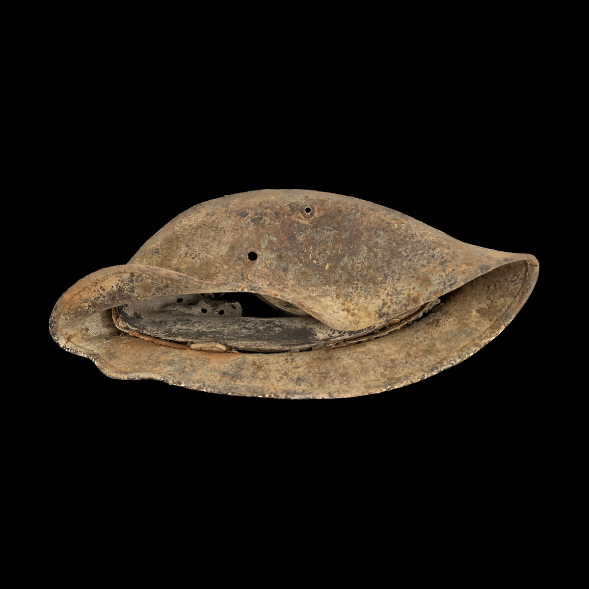 Crushed M35 helmet and lining – Stalingrad found – German Steel Helmet